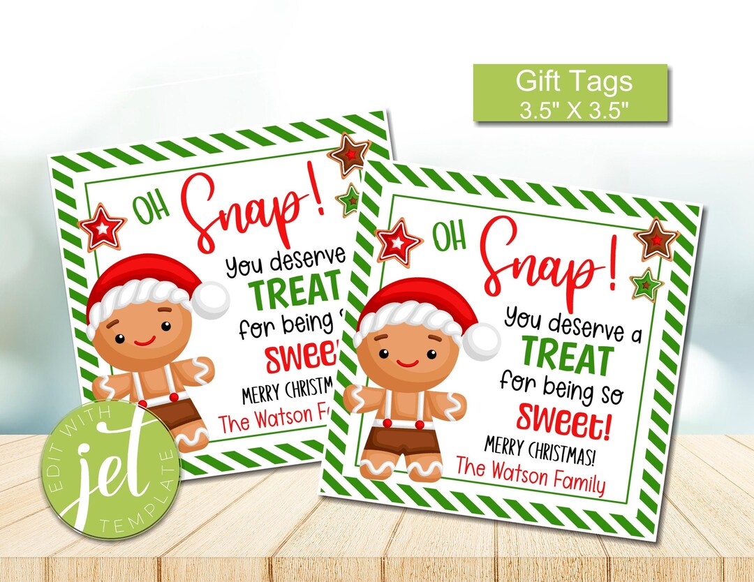 Editable Gingersnap Cookie Gift Tag, Gingerbread Christmas Gift, Oh ...