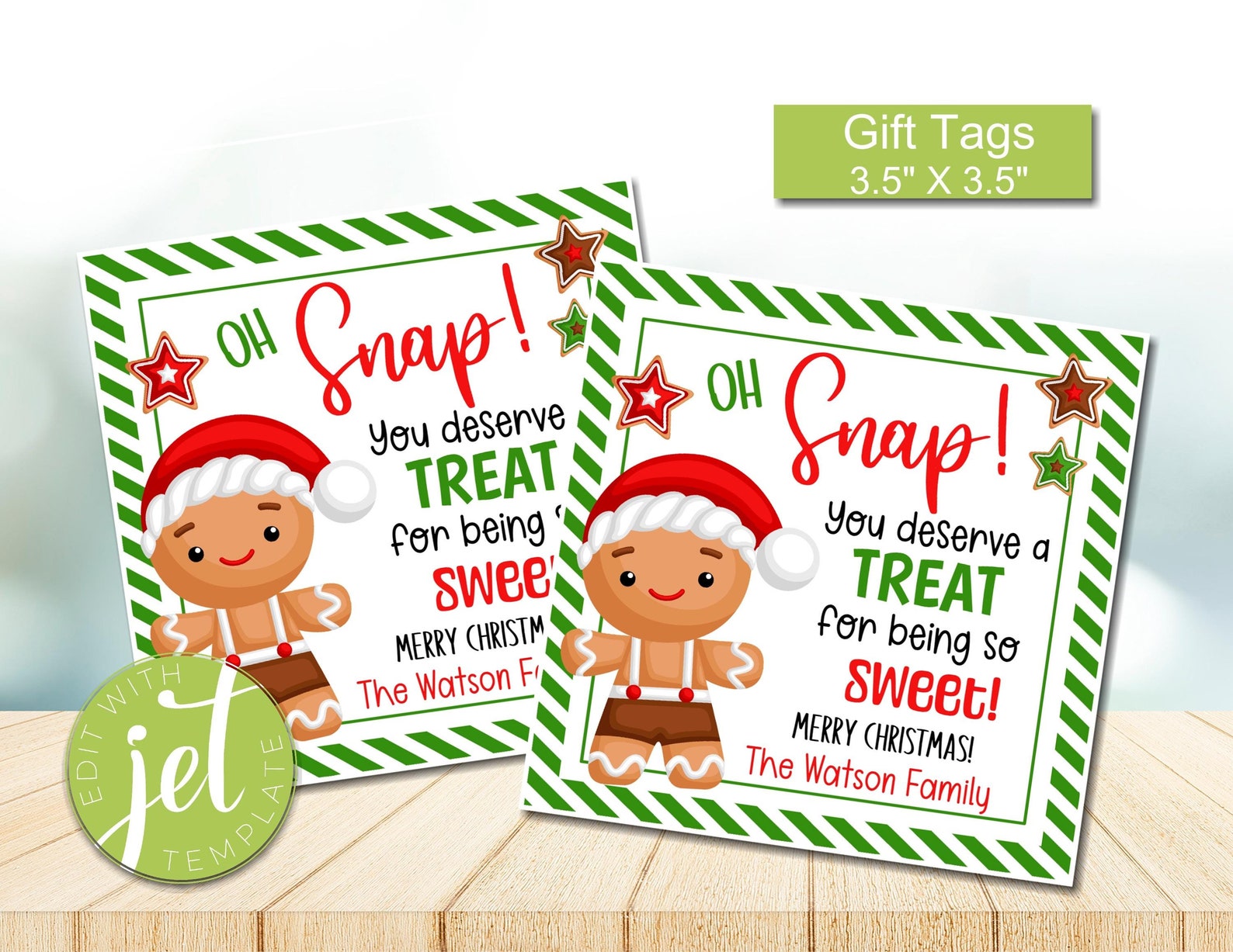 Editable Gingersnap Cookie Gift Tag, Gingerbread Christmas Gift, Oh ...