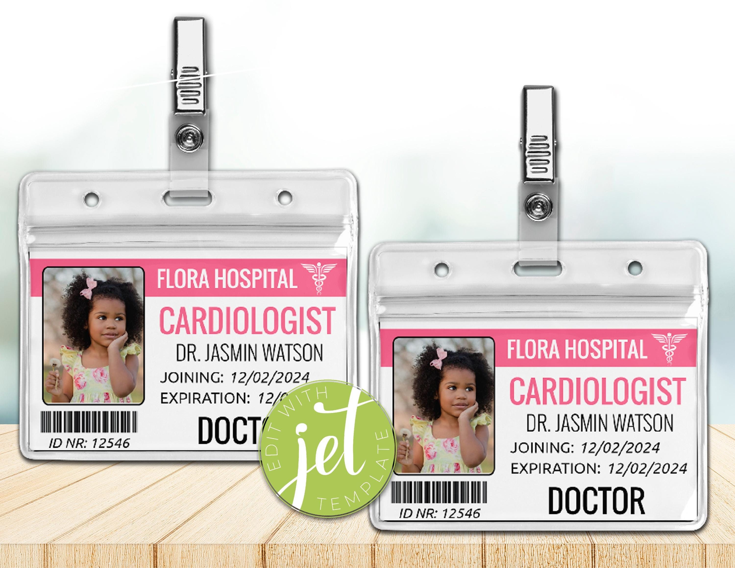 Editable Kids Doctor ID Name Badge, Doctor Badge, Medical ID Badge ...