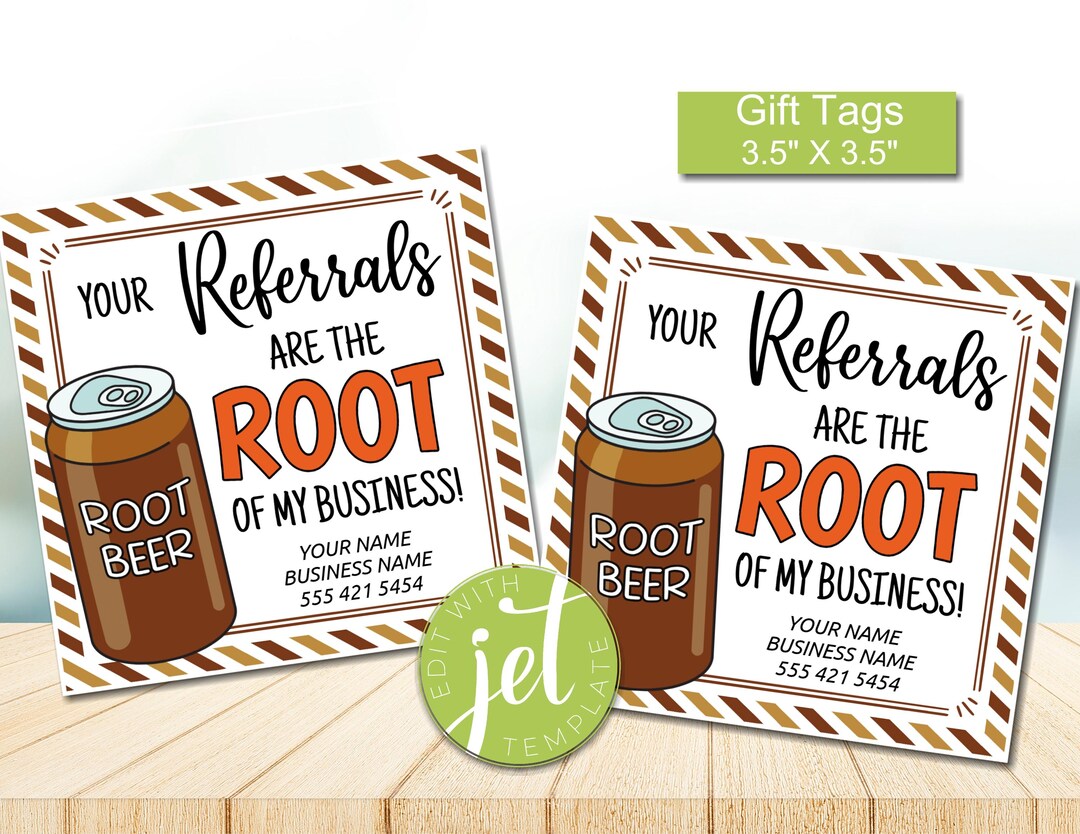 Editable Root Beer Pop by Tags Business Referrals, Real Estate Soda ...