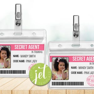 Editable Secret Agent in Training Badge, Spy Birthday Party, Printable ...