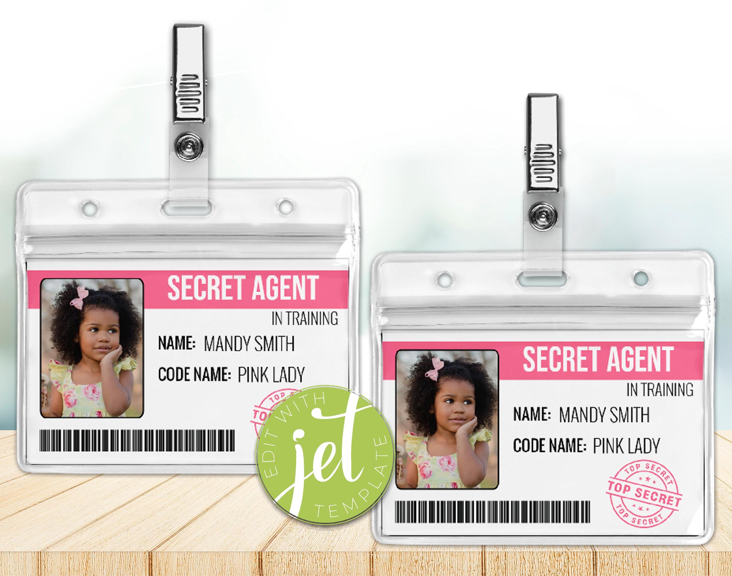 Editable Secret Agent in Training Badge, Spy Birthday Party, Printable ...
