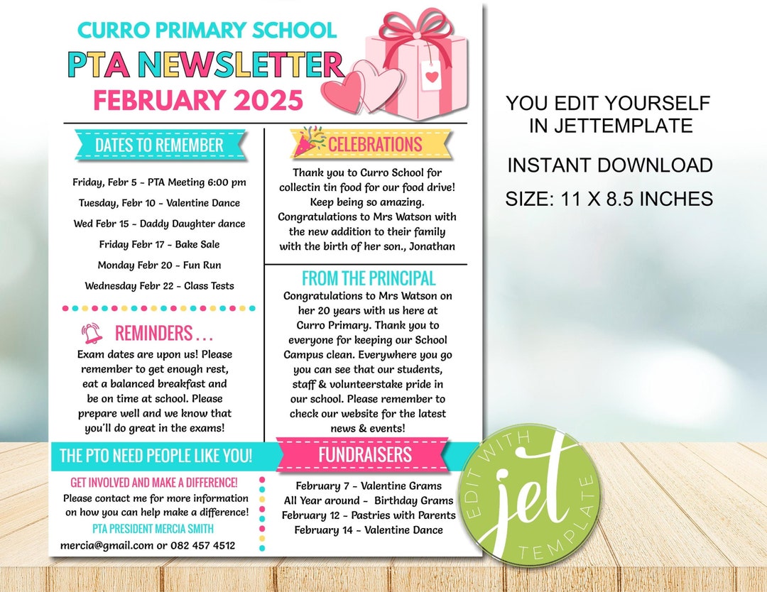EDITABLE February Pto,pta Newsletter Template, Jettemplate Winter PTO ...