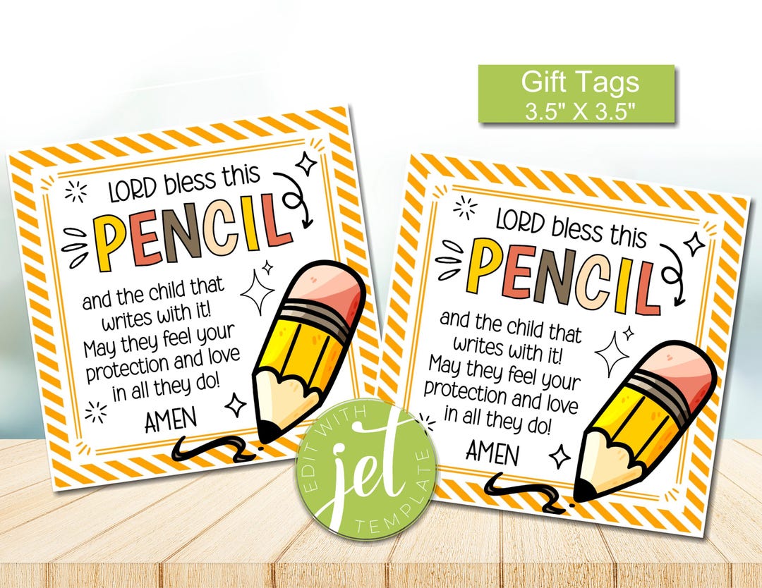 Editable Sunday School Printable, Pencil Prayer Tag, Lord Bless This ...