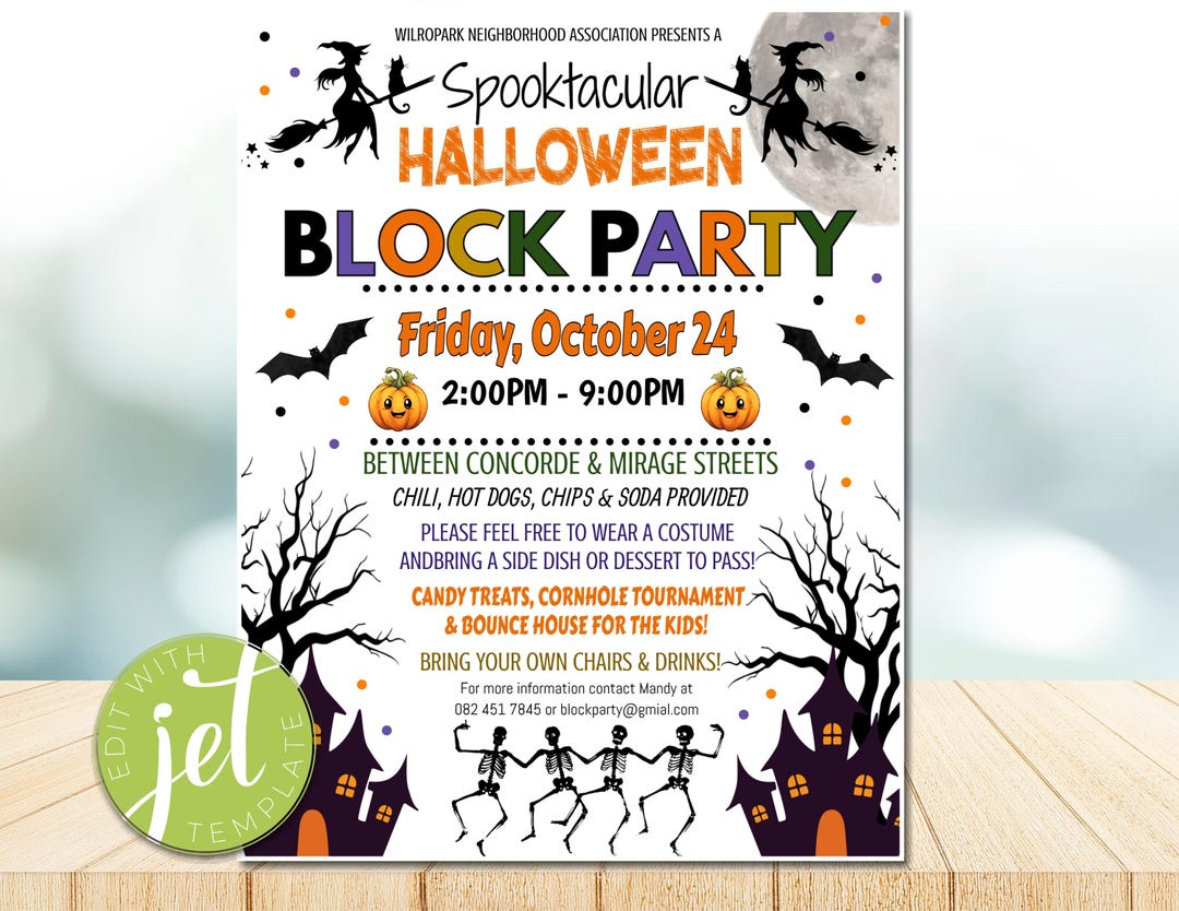 Editable Halloween Block Party Festival Harvest Invite Flyer, Instant ...