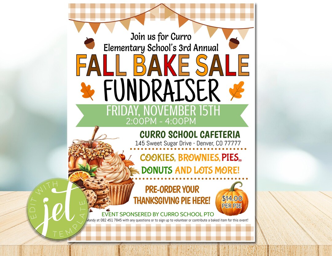 EDITABLE Fall Bake Sale Flyer, Festival Fall Harvest Flyer Halloween ...