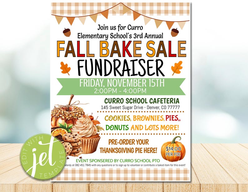 EDITABLE Fall Bake Sale Flyer, Festival Fall Harvest Flyer Halloween ...
