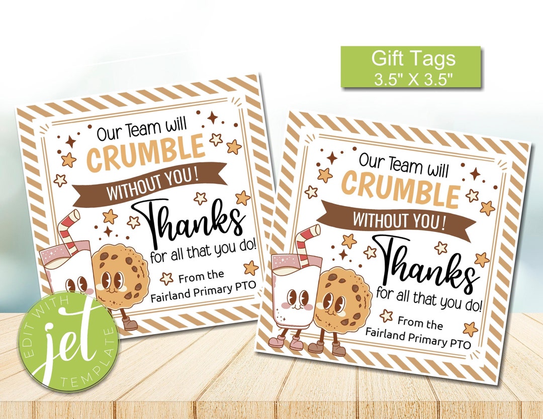 Editable Team Appreciation Cookie Tags, Digital Download - Etsy