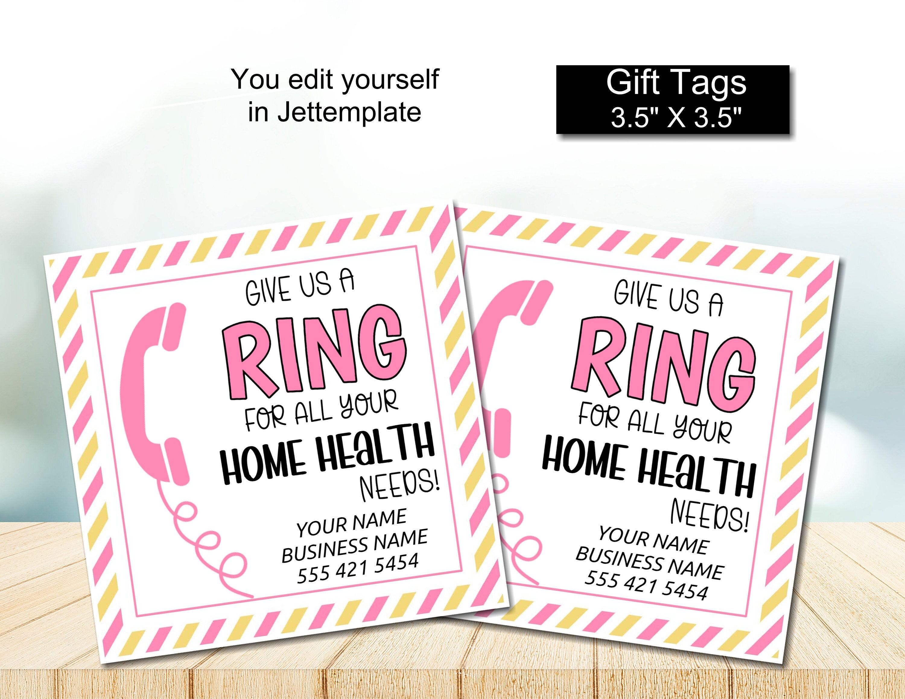 Editable Give Us a RING for Your Needs, Business Marketing Gift Tags ...