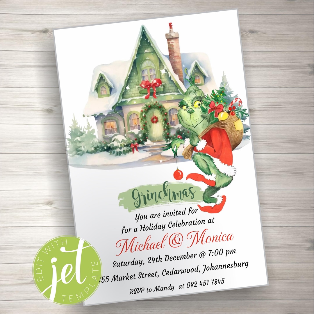 Editable Grinchmas Party Invitation, Christmas Party Invitation ...