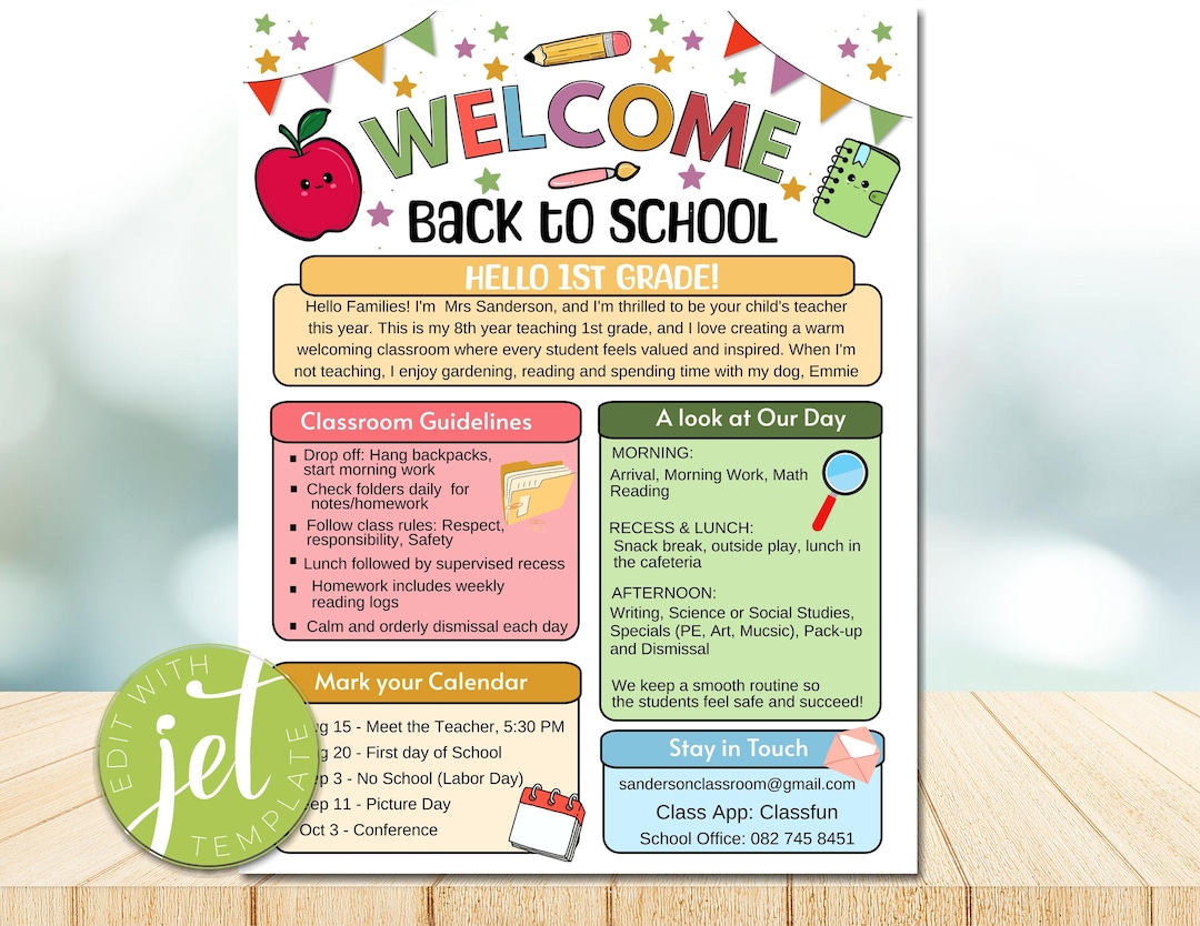 Editable Back to School Newsletter Template, Welcome Letter for Parents ...