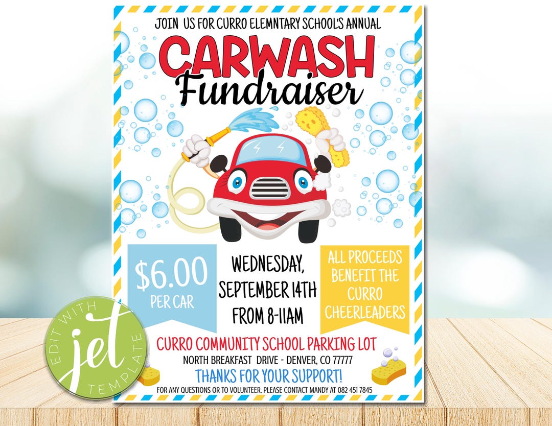 EDITABLE Car Wash Fundraiser Flyer, Editable Car Wash Template, Instant ...