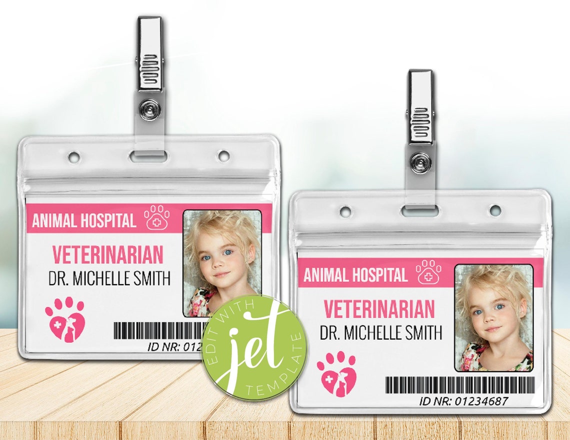 Editable Veterinarian ID Badge, Veterinarian Pretend Play, GIRL ...