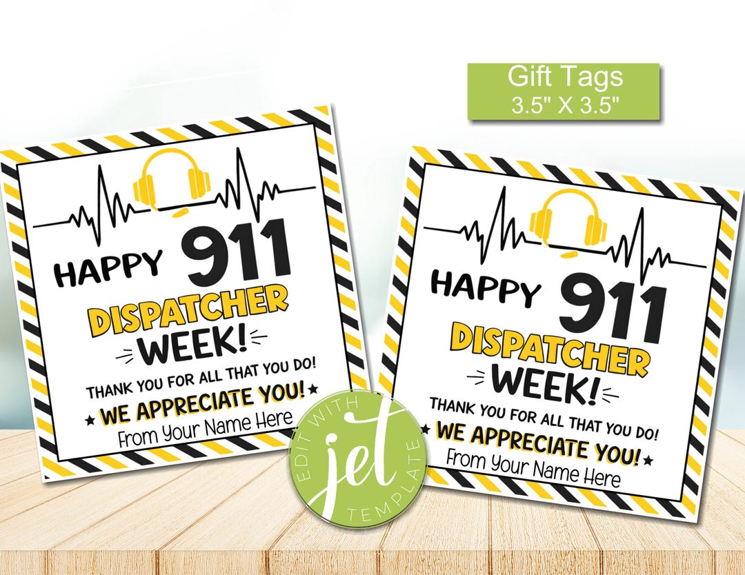 911 Dispatcher Week Appreciation Gift Tag, Digital Download - Etsy