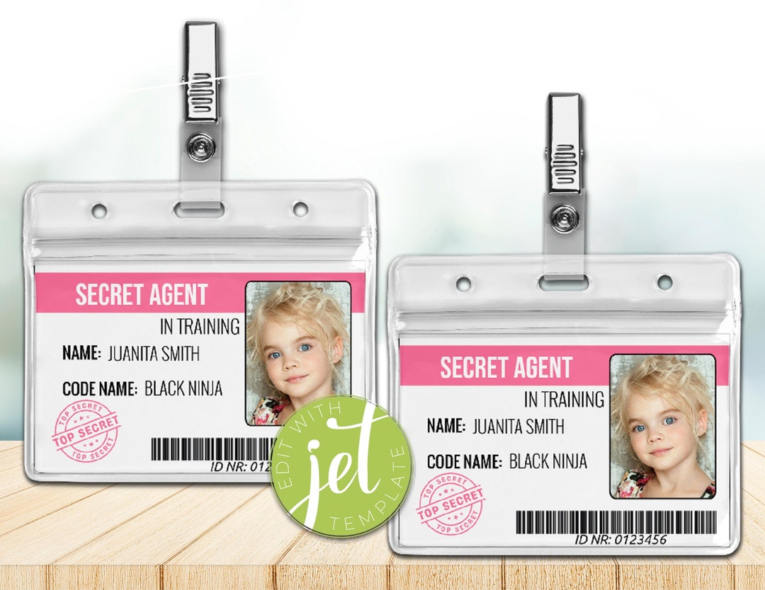 Editable Secret Agent in Training Badge, Spy Birthday Party, Printable ...
