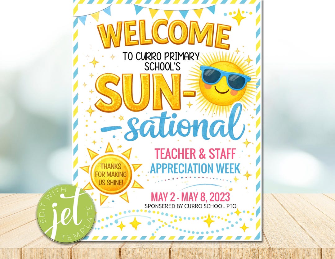 Sunshine Teacher Appreciation Sign, Staff Welcome Poster, Instant ...