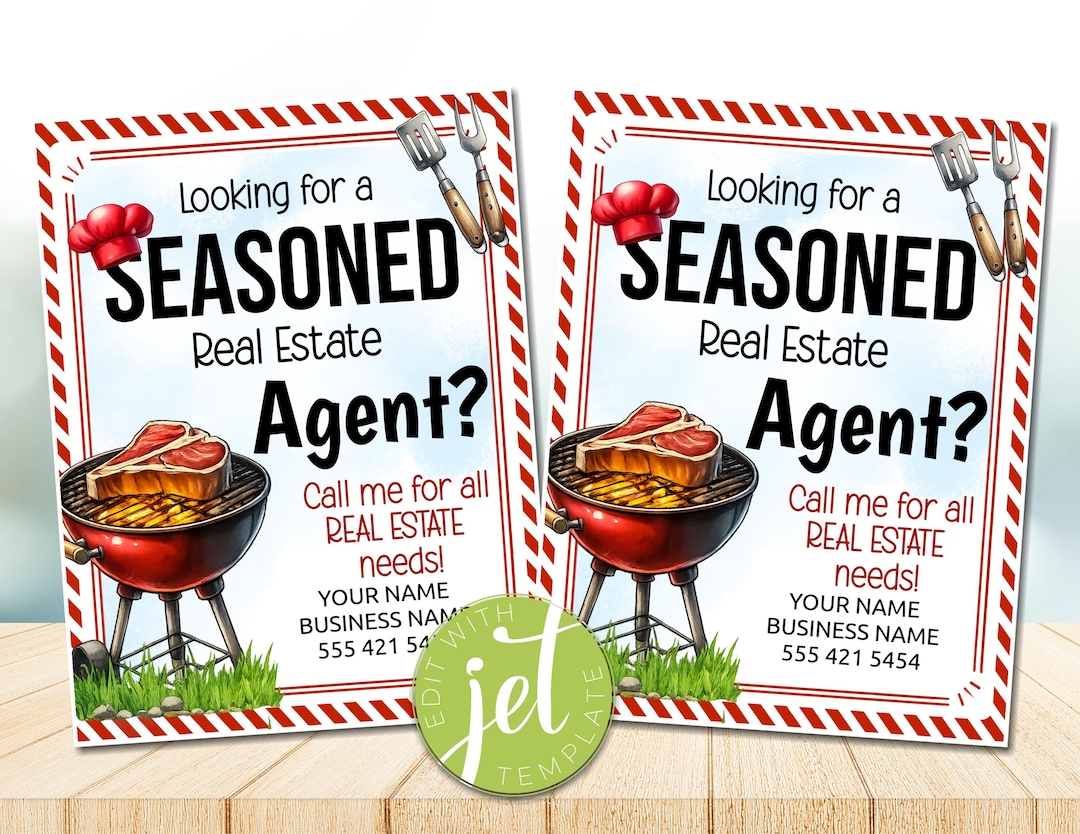 Editable Barbeque Pop-by Tags, Realtor Real Estate Marketing (digital ...