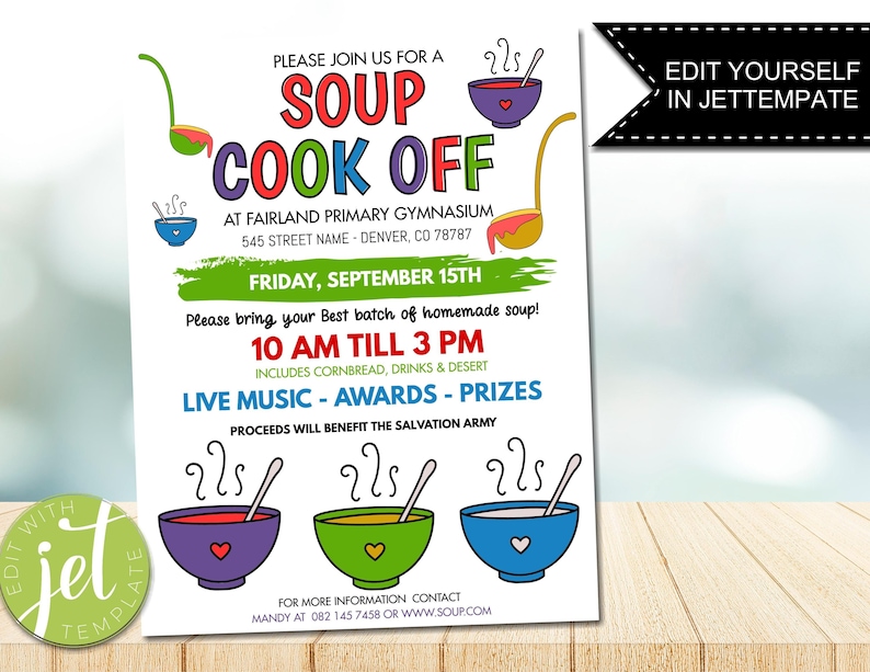 EDITABLE Soup Cook-off Flyer, Fall Work Competition, Winter Soup ...
