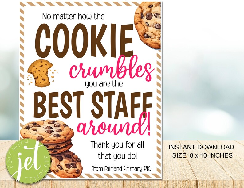Editable Cookies Teacher Appreciation Table Sign,no Matter How the ...