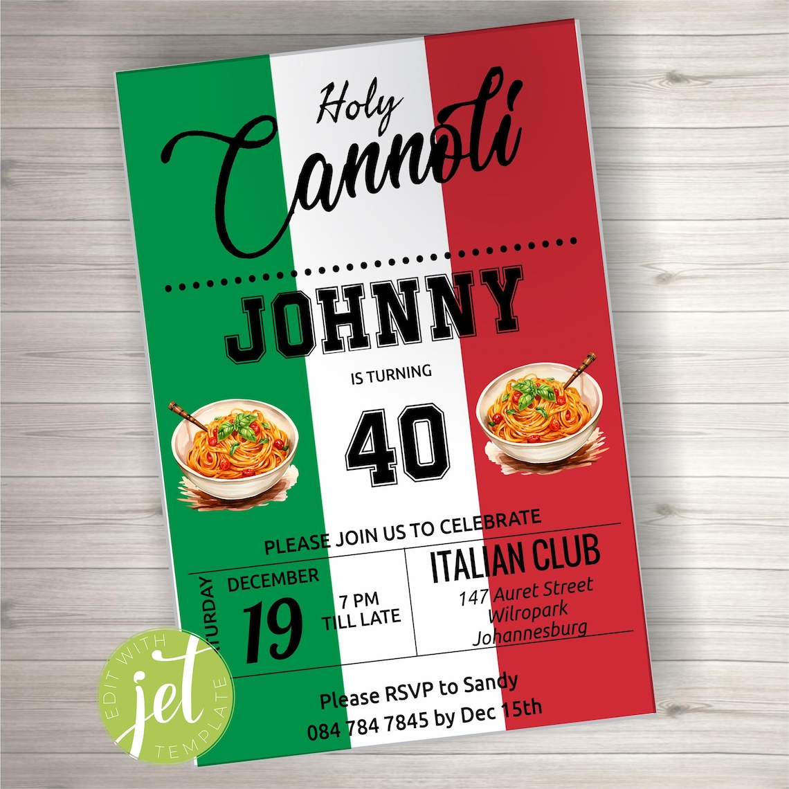 Editable Italian Party Invitation, Holy Connoli, Italian Dinner Party ...