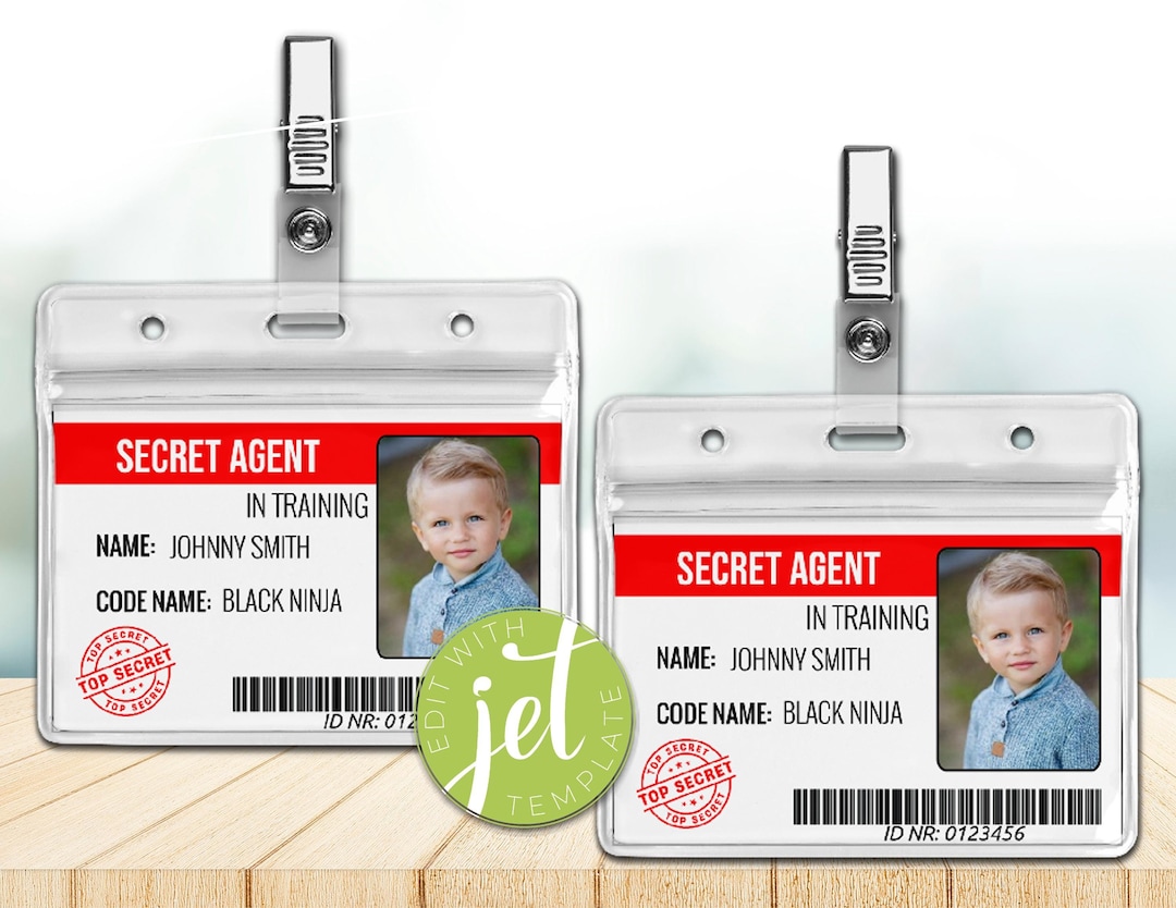 Editable Secret Agent in Training Badge, Spy Birthday Party, Printable ...