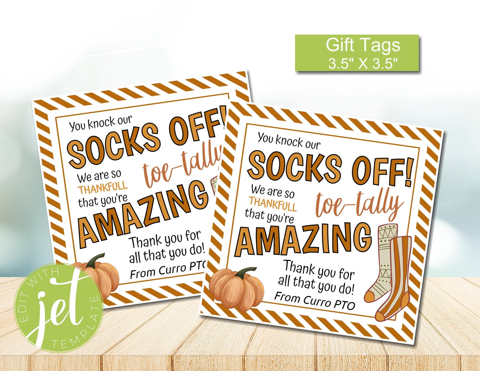 Editable Fall Sock Gift Tags Staff, Mani Pedi, Toe-tally Amazing ...