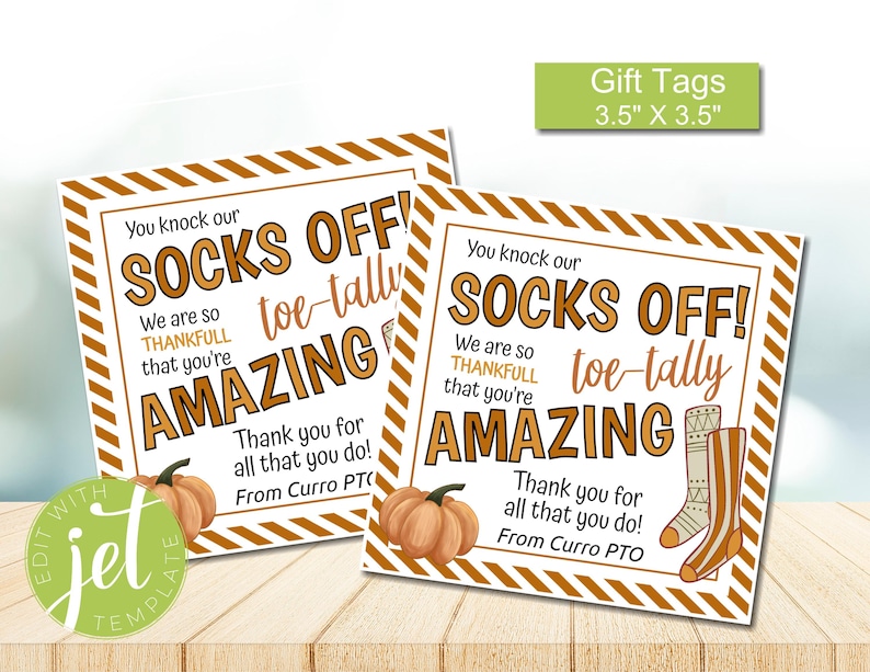 Editable Fall Sock Gift Tags Staff, Mani Pedi, Toe-tally Amazing ...