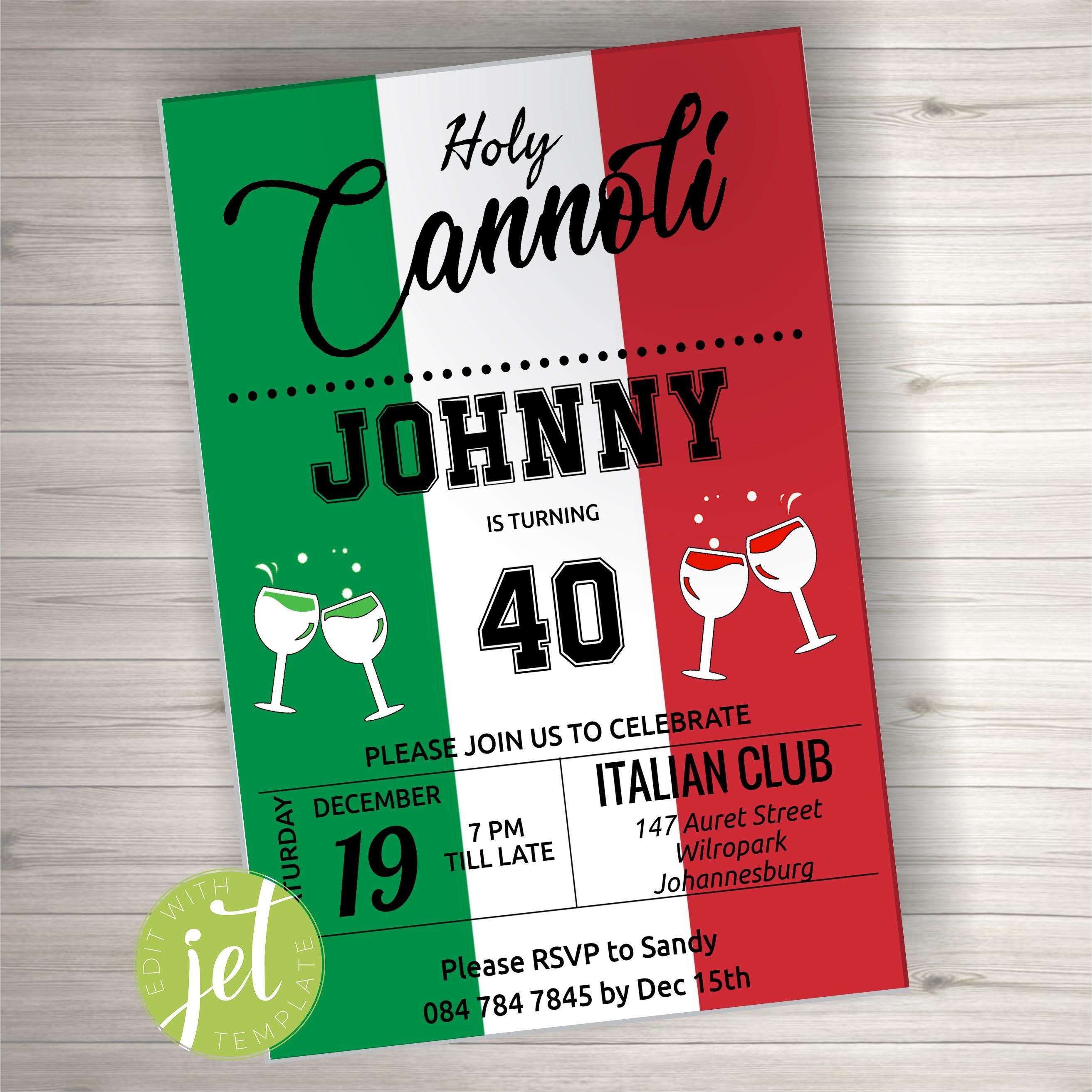 Editable Italian Party Invitation, Holy Connoli, Retirement Invitation ...