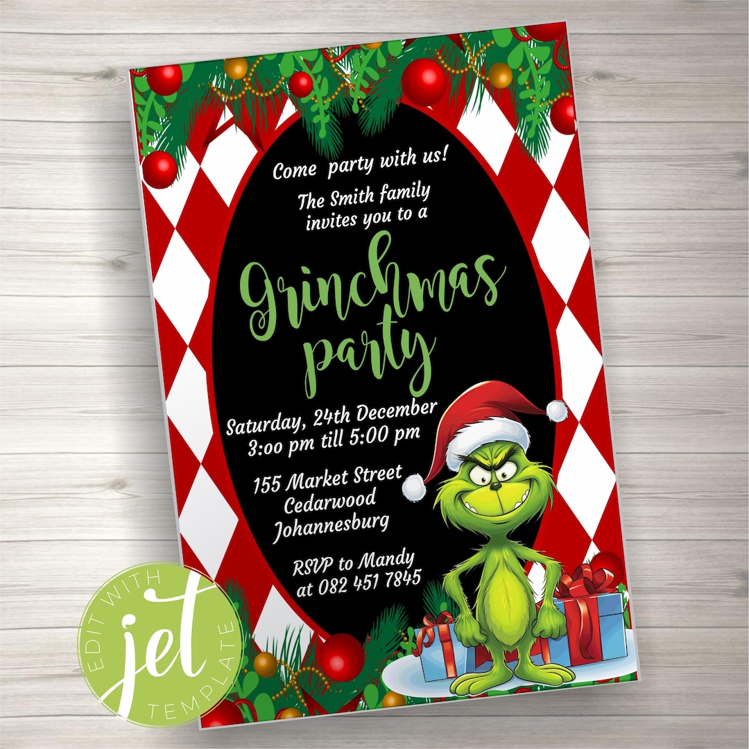 Editable Grinchmas Party Invitation, Christmas Party Invitation ...