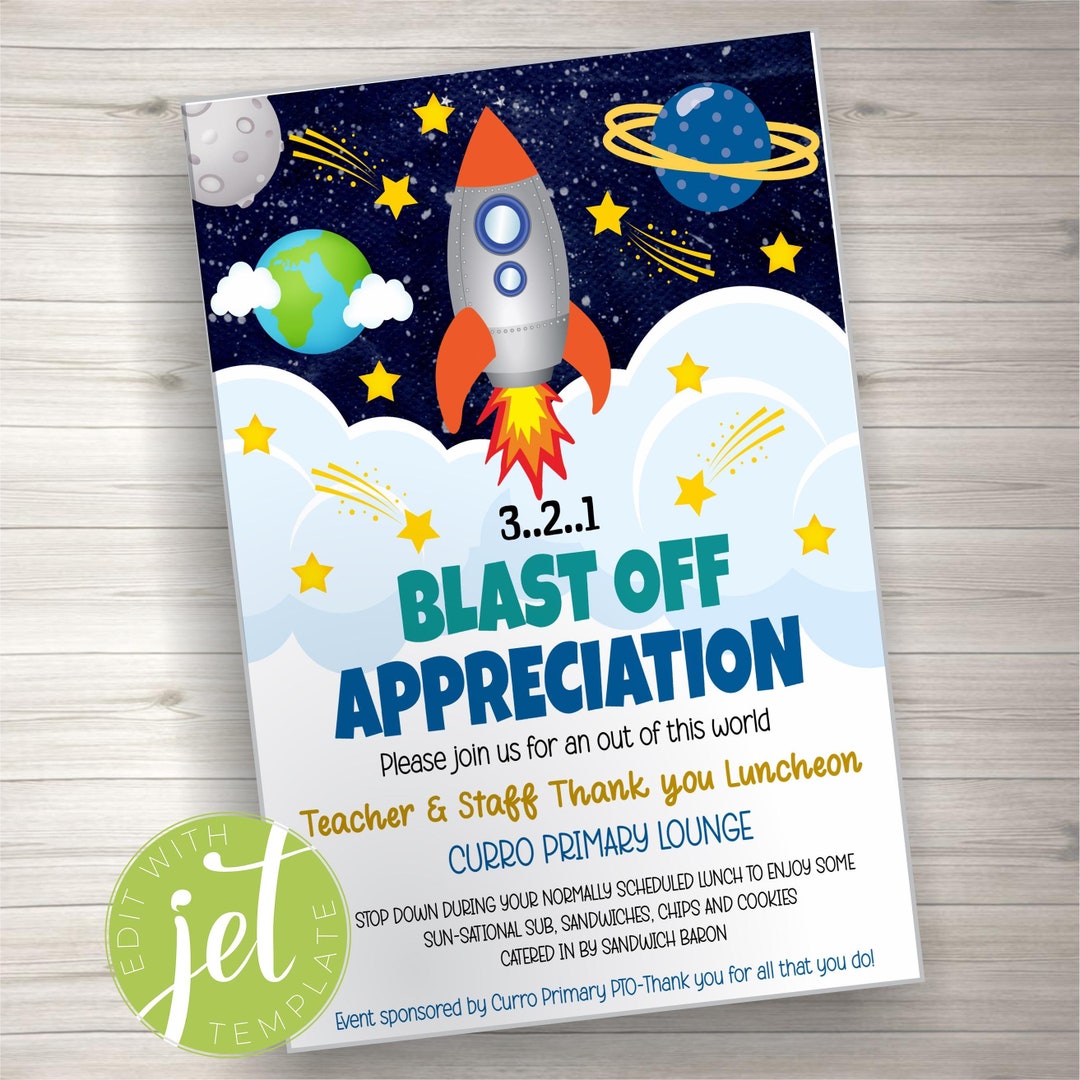 Editable Outer Space Theme Teacher Appreciation Week Lunch Breakfast ...