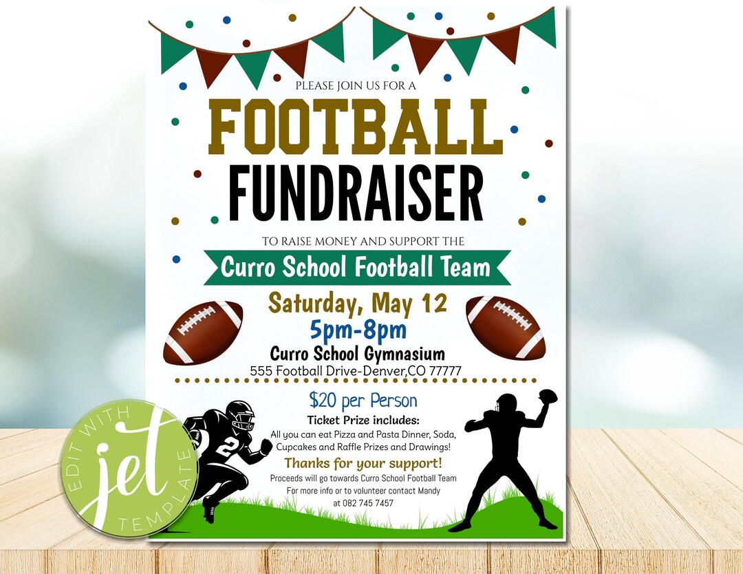 EDITABLE Football Fundraiser Flyer Invitation, Instant Download - Etsy