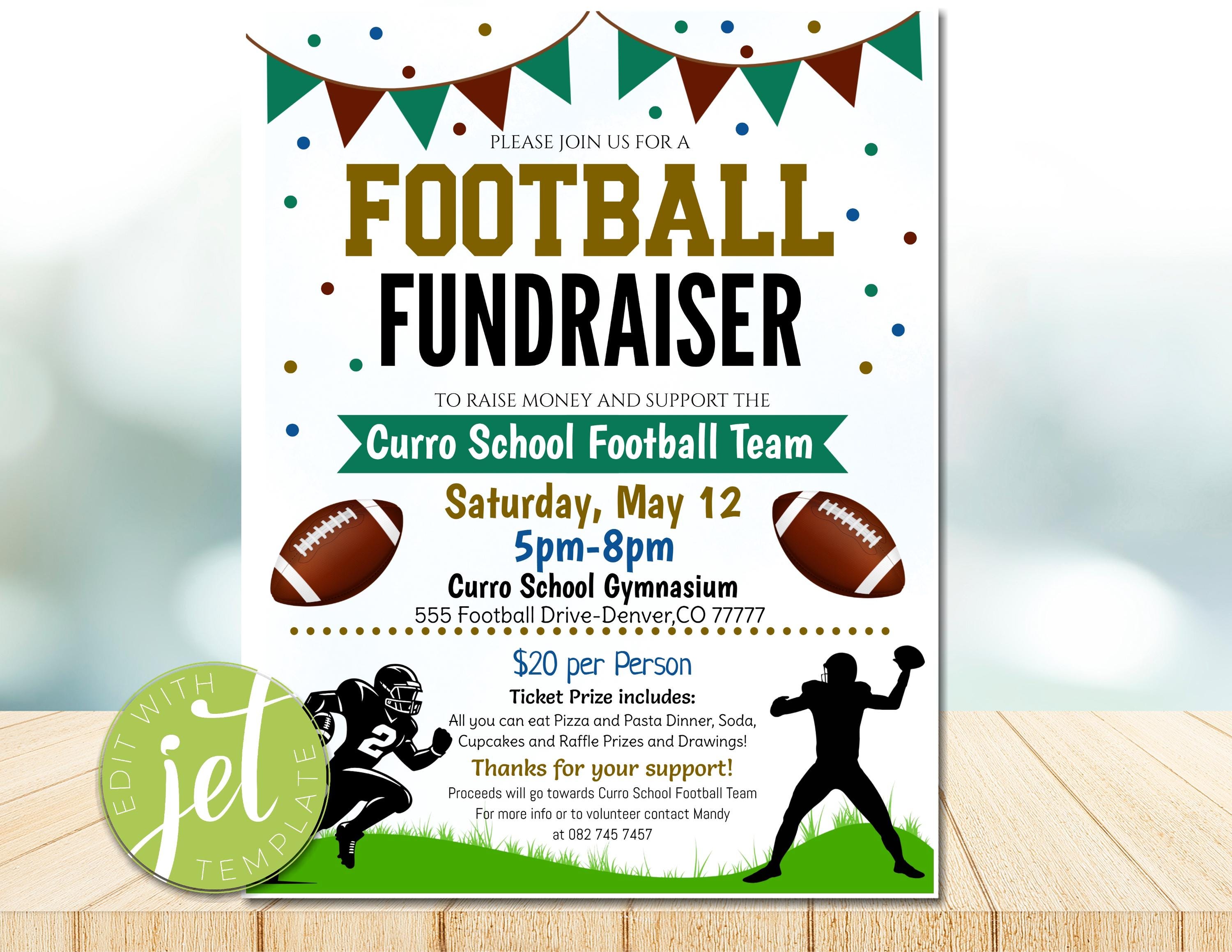 EDITABLE Football Fundraiser Flyer Invitation, Instant Download - Etsy