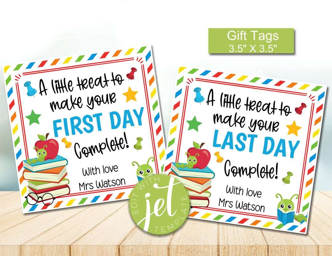 Editable Bookworm Back to School Gift Tag Template, Teacher or Student ...