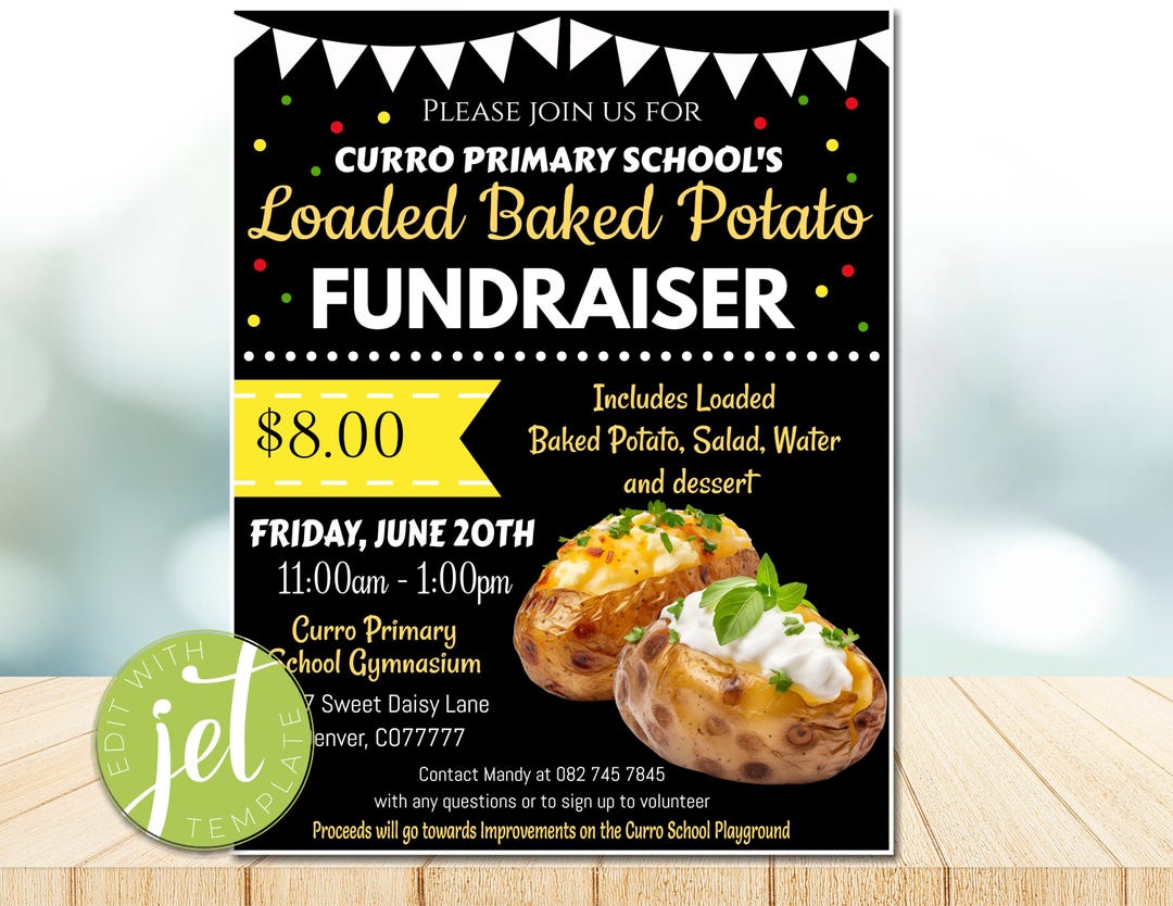 EDITABLE Loaded Potato Fundraiser, Loaded Baked Potato Fundraiser ...