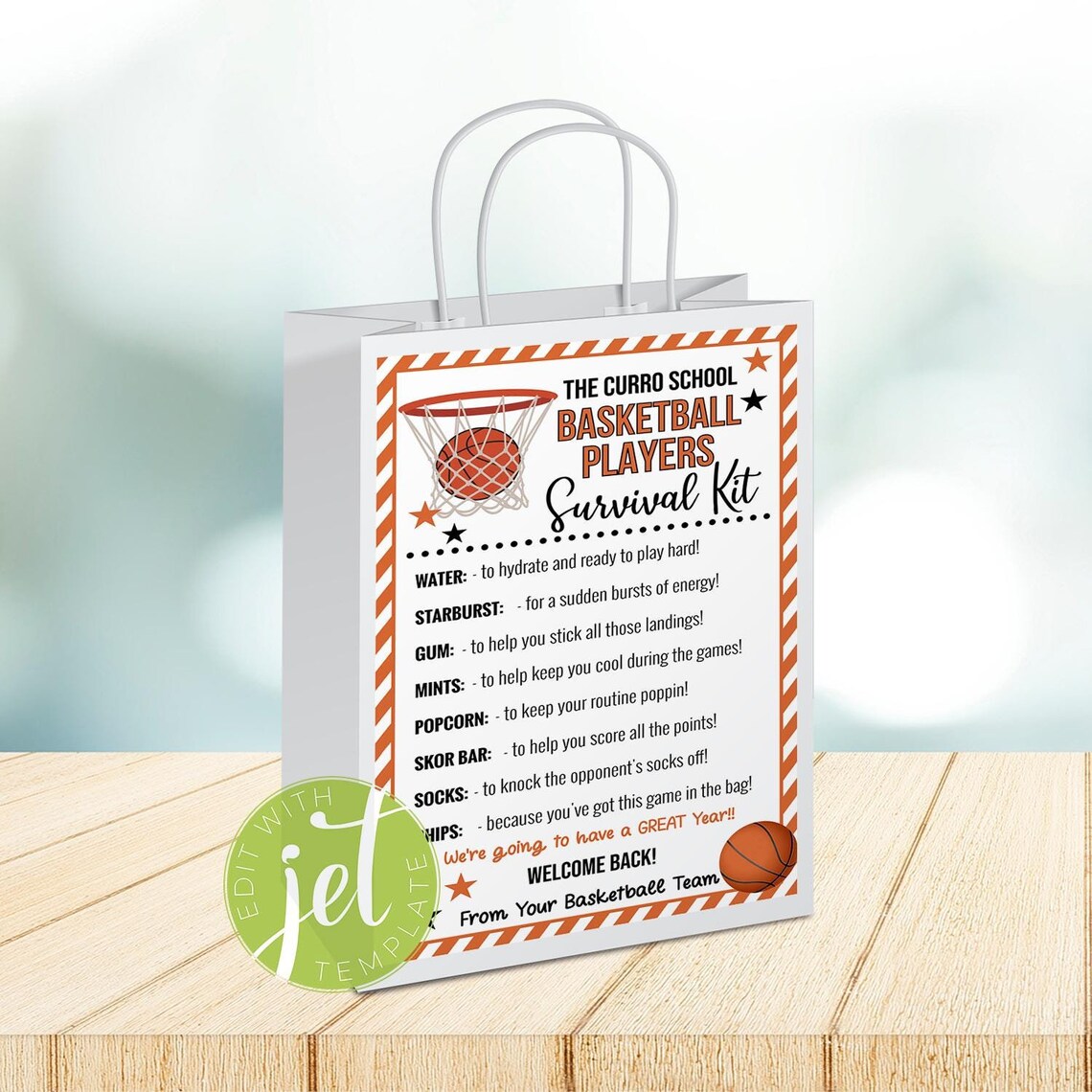 EDITABLE Basketball Survival Kit, Basketball Player Gift, Team Kids ...