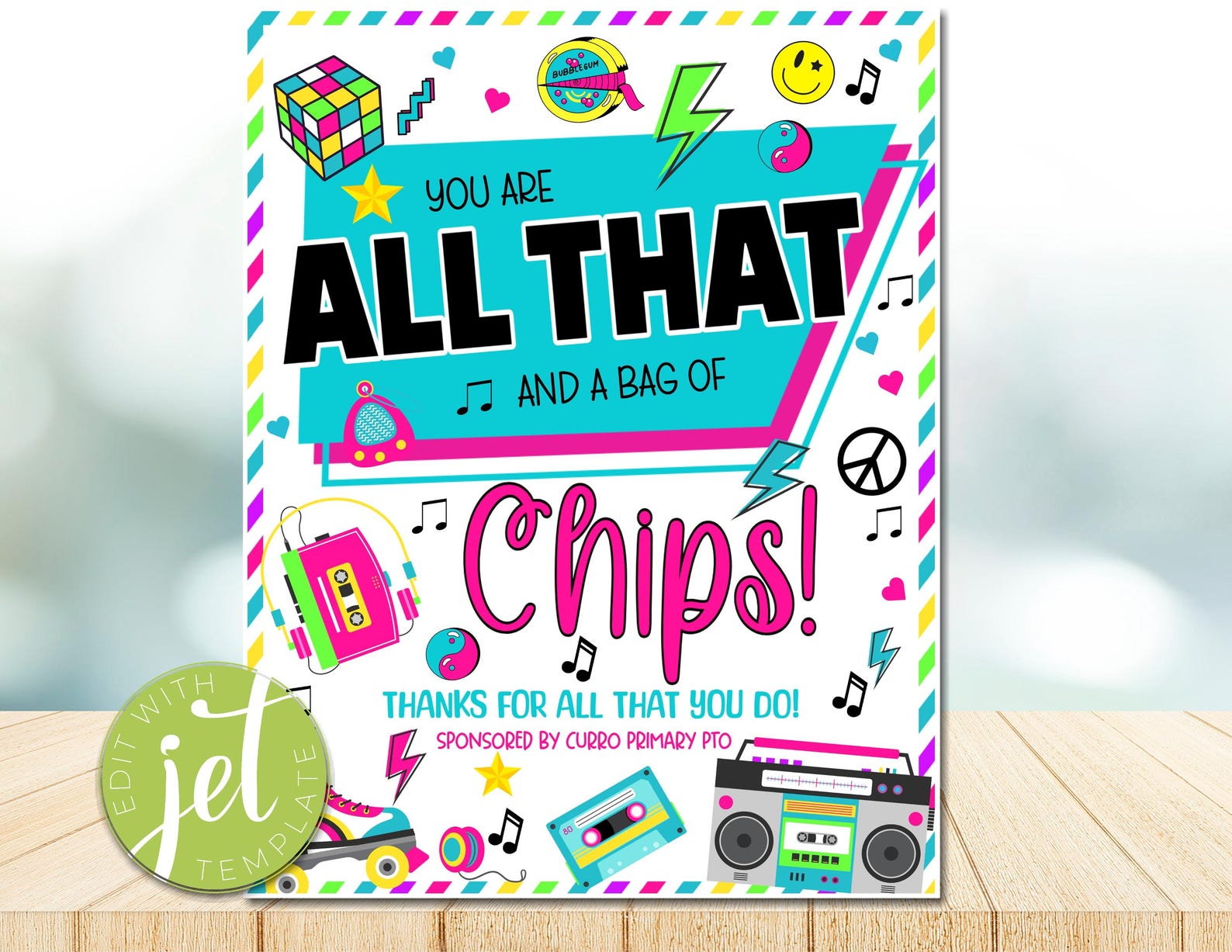 EDITABLE 80s 90s Theme Staff Teacher Appreciation Printable Decor Signs ...