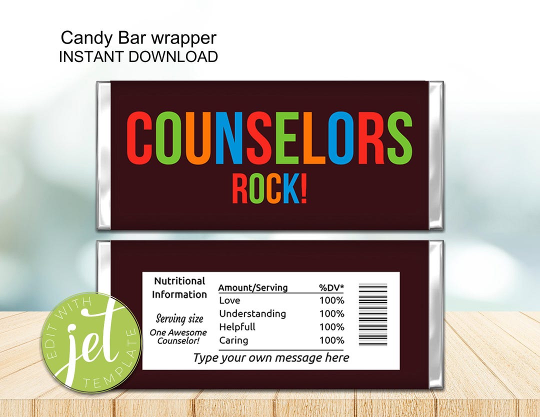 Editable Candy Bar Wrappers Counselors Rock Candy Bar Wrappers ...