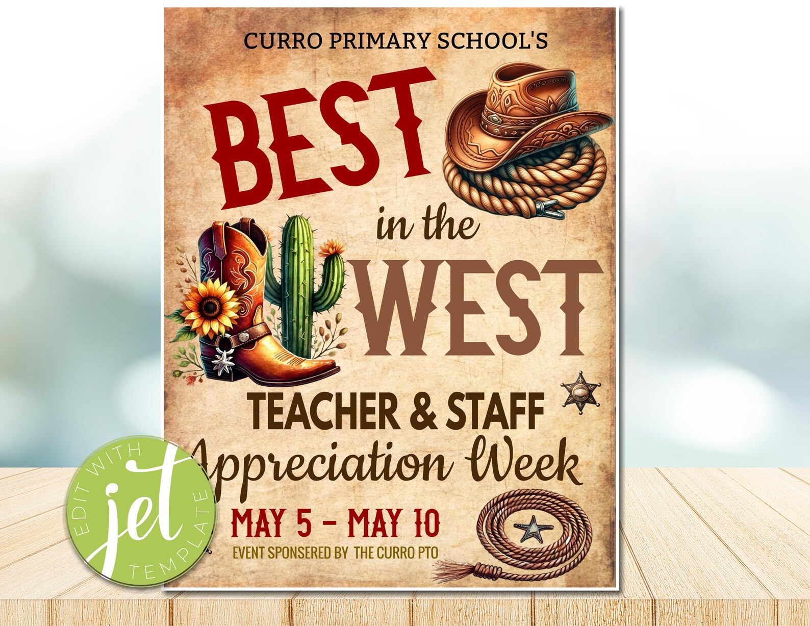Editable Western Theme Teacher Appreciation Week Printable Welcome Sign ...