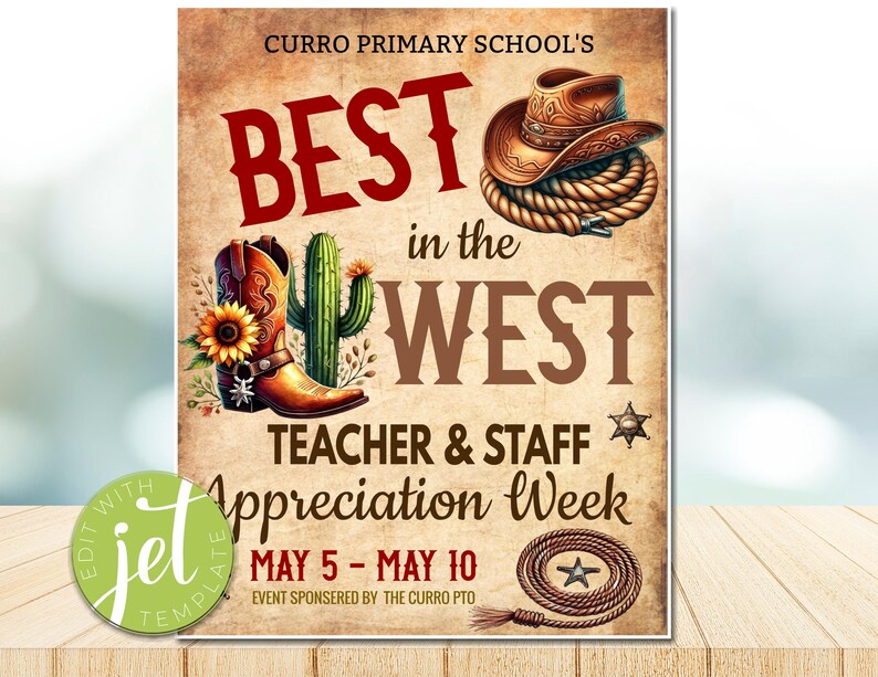 Editable Western Theme Teacher Appreciation Week Printable Welcome Sign ...