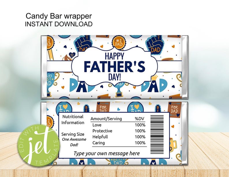 Editable Candy Bar Wrappers Gift for Your Dad Chocolate,happy Father's ...