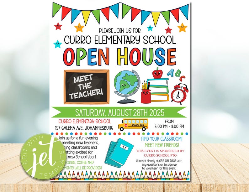 Editable School Open House Flyer, Printable PTA PTO Flyer, School ...