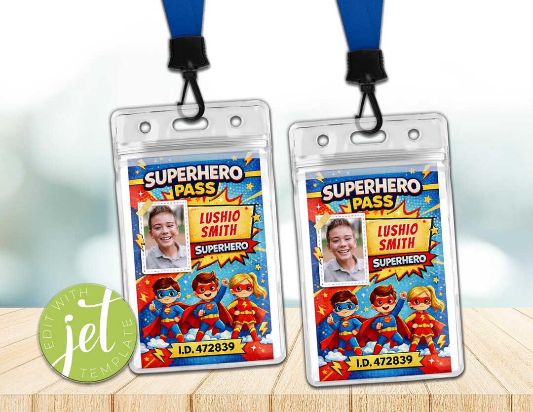 Superhero ID Card Printable for Kids, Pretend Play Costume Badge ...