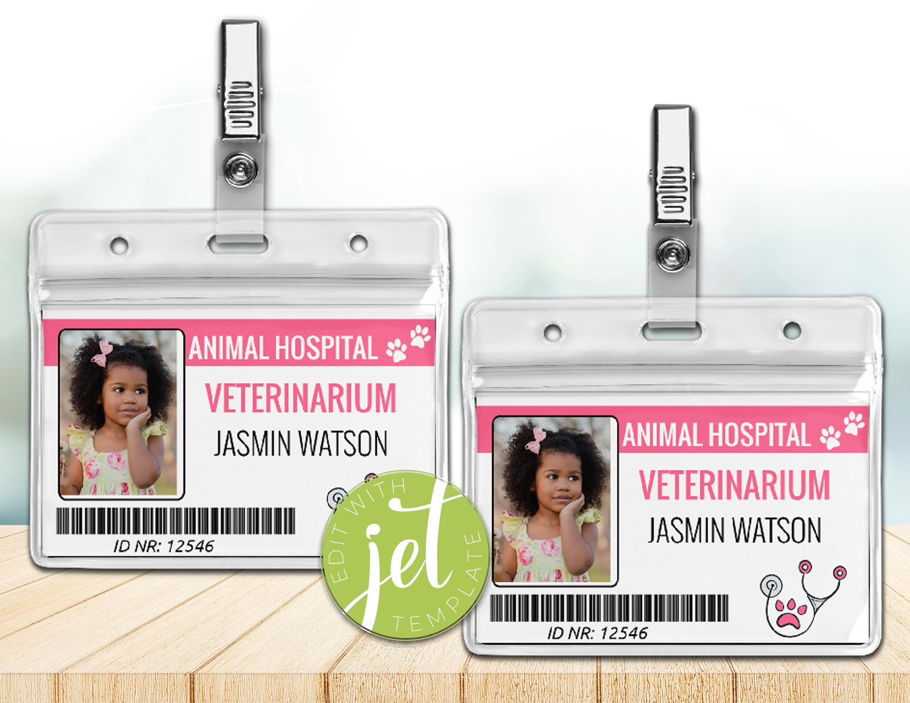 Editable Veterinarian ID Badge, Veterinarian Pretend Play, GIRL ...