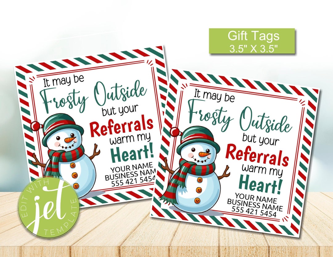 Editable Client Christmas Gift Tag, Real Estate Agent Christmas Day ...