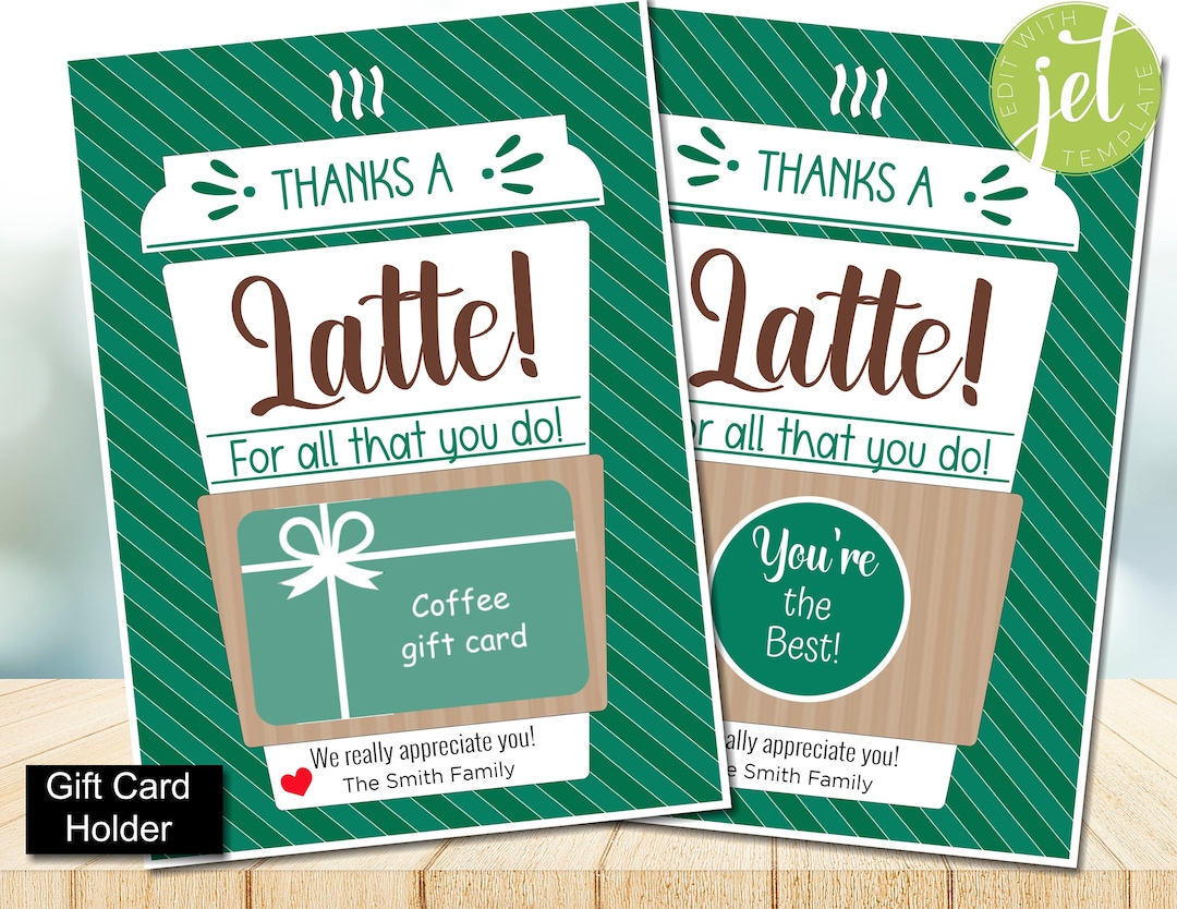 Editable Thanks a Latte Printable, Teacher Appreciation Gift, Employee ...