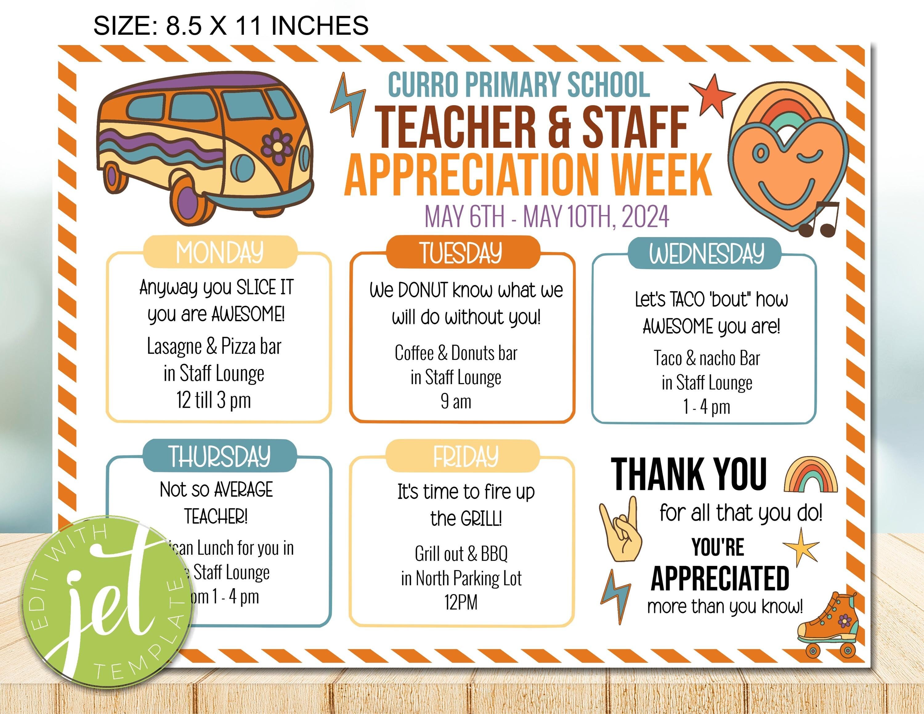 EDITABLE Groovy Retro Teacher & Staff Appreciation Flyer, Back to ...