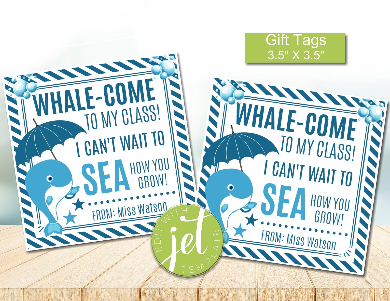 Editable Whale-come to My Class Back to School Welcome Tag, Student ...