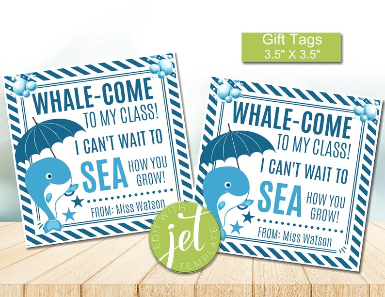 Editable Whale-come to My Class Back to School Welcome Tag, Student ...