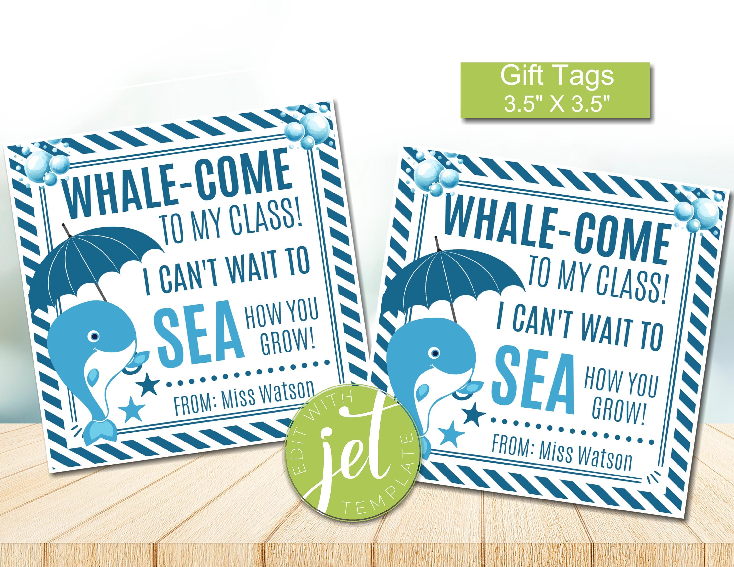 Editable Whale-come to My Class Back to School Welcome Tag, Student ...