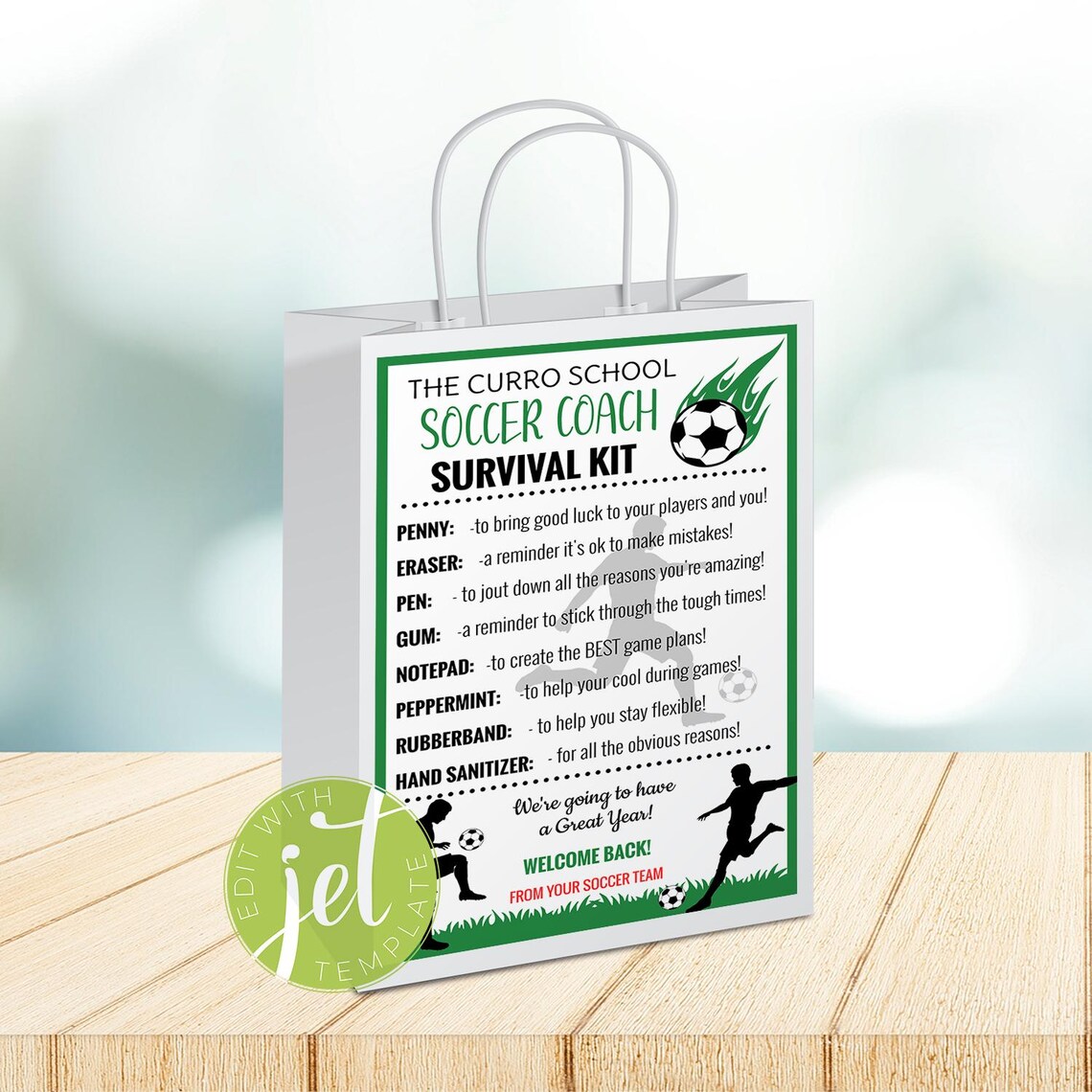 EDITABLE Soccer Coach Survival Kit Label, Team Coach Gift Card, Thank ...